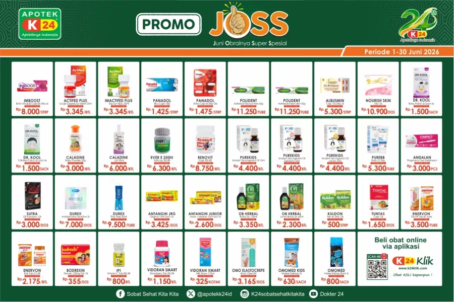 Serbu Promo JOSS, Juni Obralnya Super Spesial di Apotek K-24!